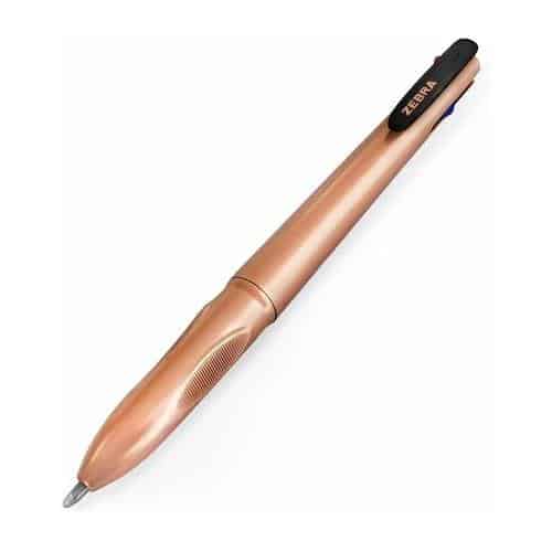 Zebra Rose Gold 4 Colour Ballpoint Pen 1.0mm Tip 0.7mm Line Rose Gold