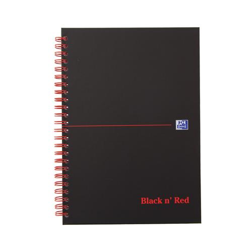 Black N Red A5 Wirebound Hard Cover Notebook Ruled 140 Pages Matt