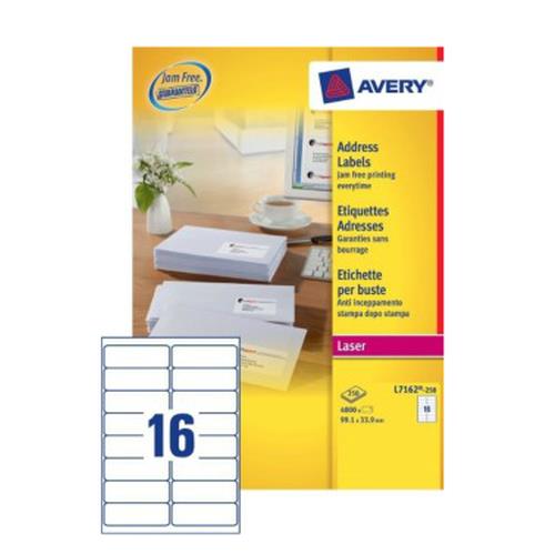 Avery L7162-250 addressing label Self-adhesive label White