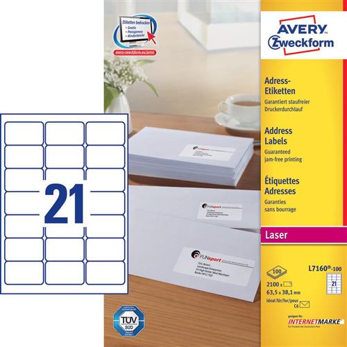 Avery L7160100 selfadhesive label Rounded rectangle Permanent White