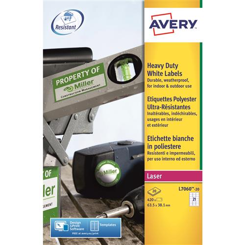 Avery White Heavy Duty Laser Labels | Quzo UK
