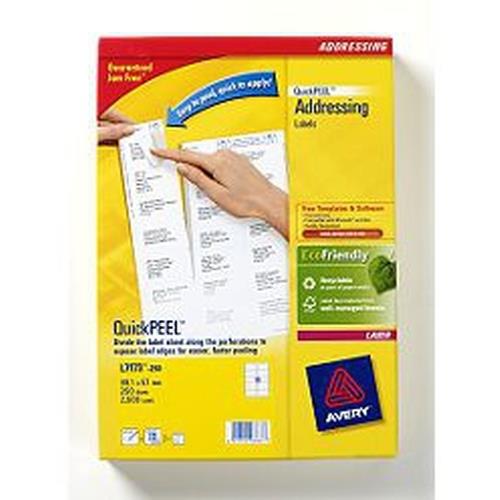 Avery QuickPEEL Addressing Labels self-adhesive label White 2500 pc(s)