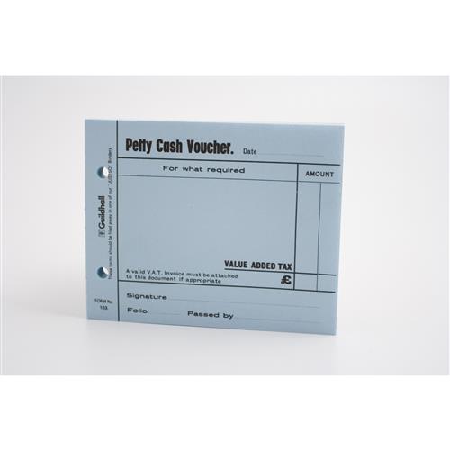 Guildhall Petty Cash Pad 127x101mm Blue 100 Pages (Pack 5) - 103-BLUZ