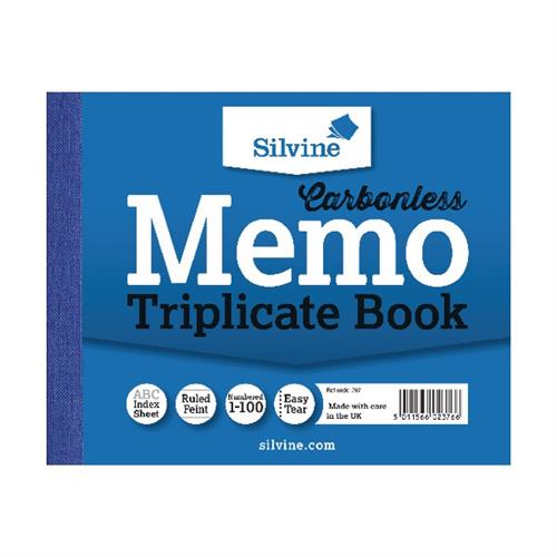Silvine 102x127mm Triplicate Memo Book Carbonless Ruled 1100 Taped
