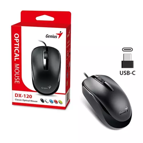 Genius DX120 Wired USB TypeC Plug and Play Mouse, 1200 DPI Optical