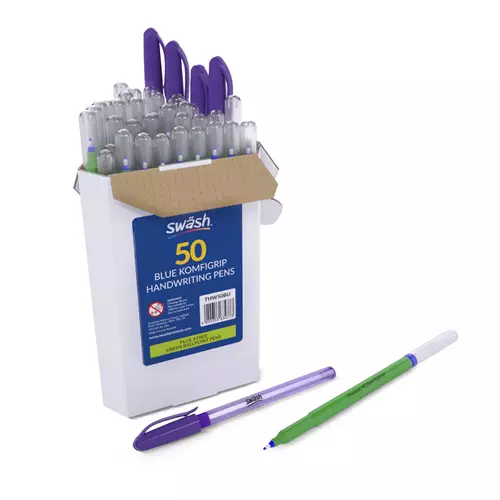 Swash Handwriting Pens Blue (Pack 50) - THW50BU | Quzo UK