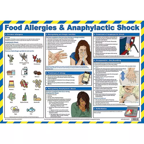 Food Allergies and Anaphylactic Shock First Aid Laminated Guidance
