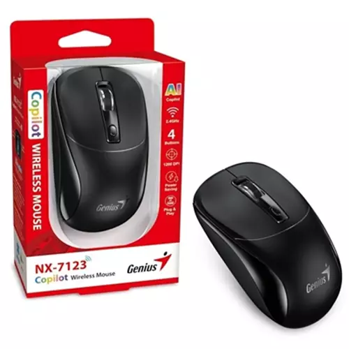 Genius NX7123 Copilot AI Wireless Mouse, 2.4 GHz with USB Receiver,