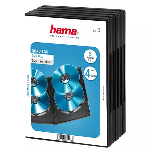 Hama DVD Quad Box, Black, Package of 5 pieces 4 discs